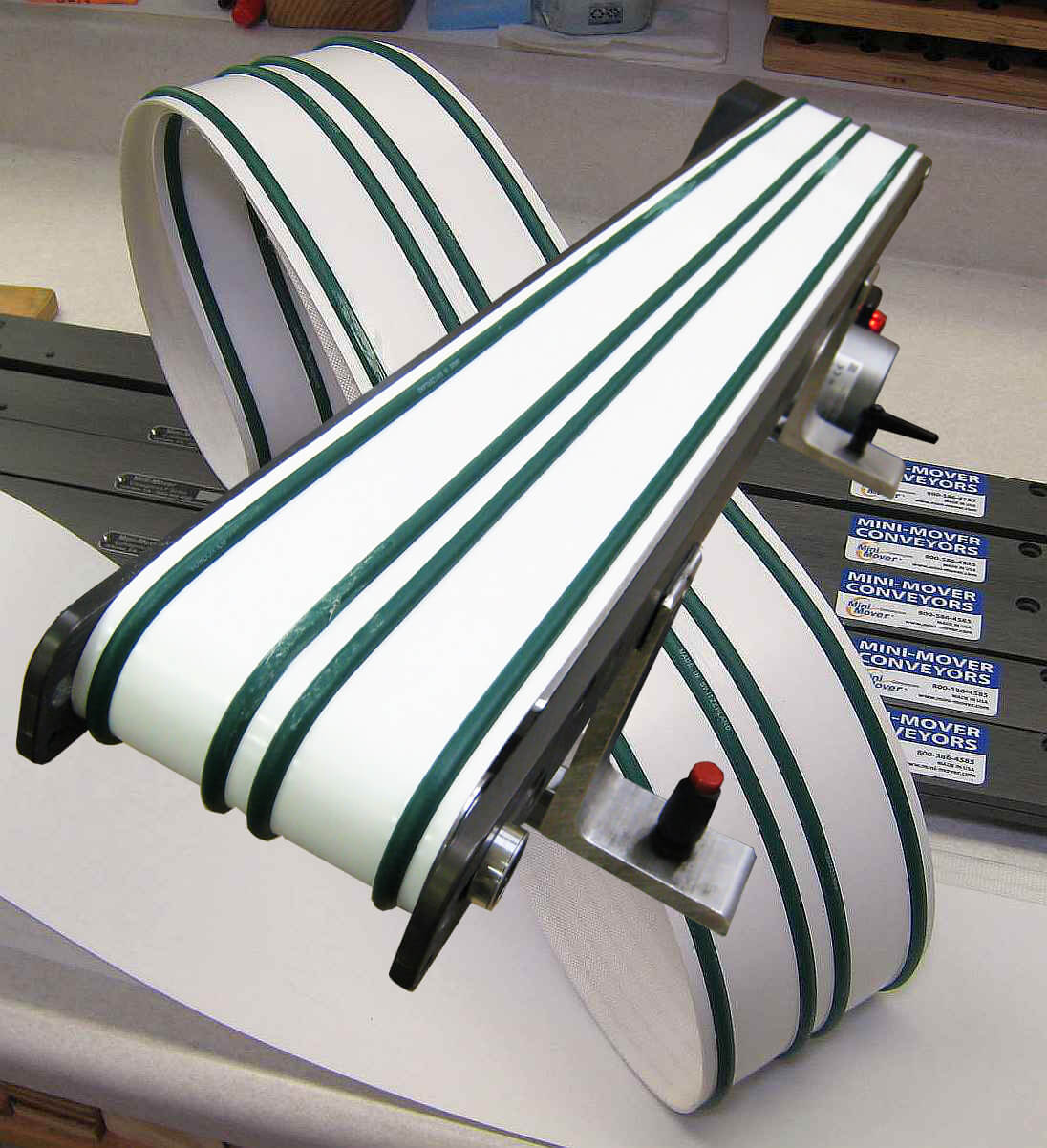 "Striped" LP Conveyors in Testing Station - Mini-Mover Conveyors